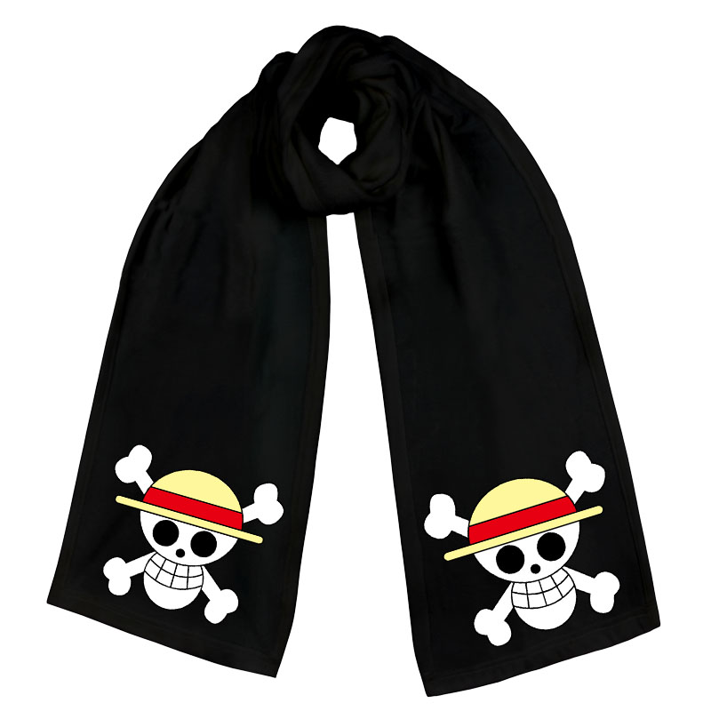 2 Colors One Piece Cartoon Patttern Cosplay Velvet For Winter Anime Scarf