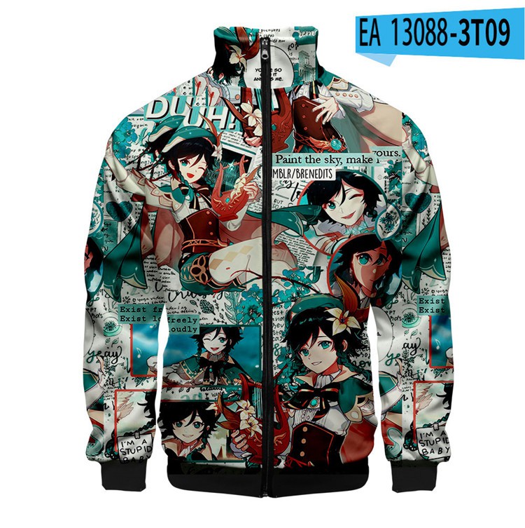 9 Styles Genshin Impact Cosplay 3D Digital Print Anime Jacket