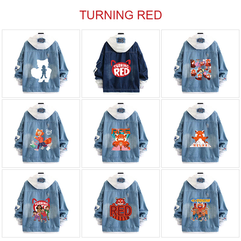 9 Styles Turning Red Cartoon Pattern Anime Denim Jacket Costume
