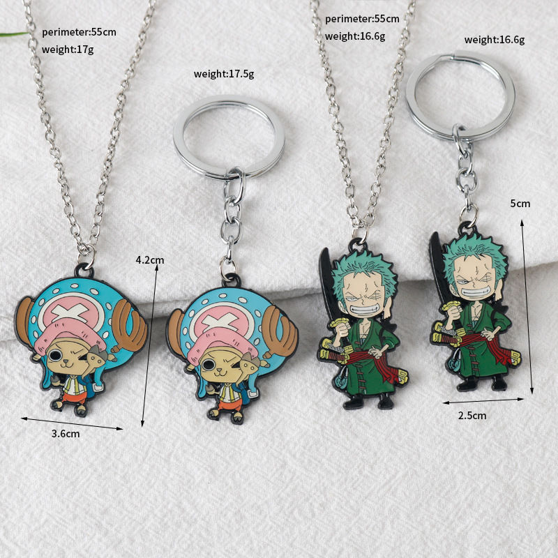 4 Styles One Piece Cosplay Cartoon Anime Alloy Keychain Necklace