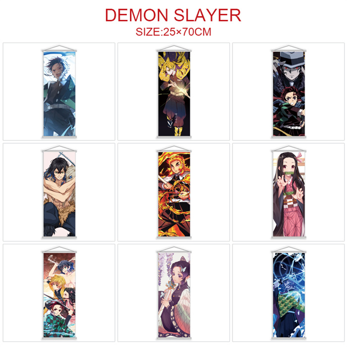 9 Styles 25*70CM Demon Slayer: Kimetsu no Yaiba Wall Scroll Cartoon ...