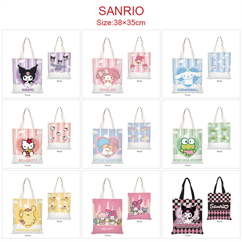 24 Styles Sanrio Kuromi Hello Kitty Cartoon Canvas Shopping Bag Anime ...