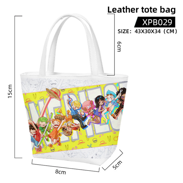 2 Styles One Piece Cartoon Anime Leather Tote Bag