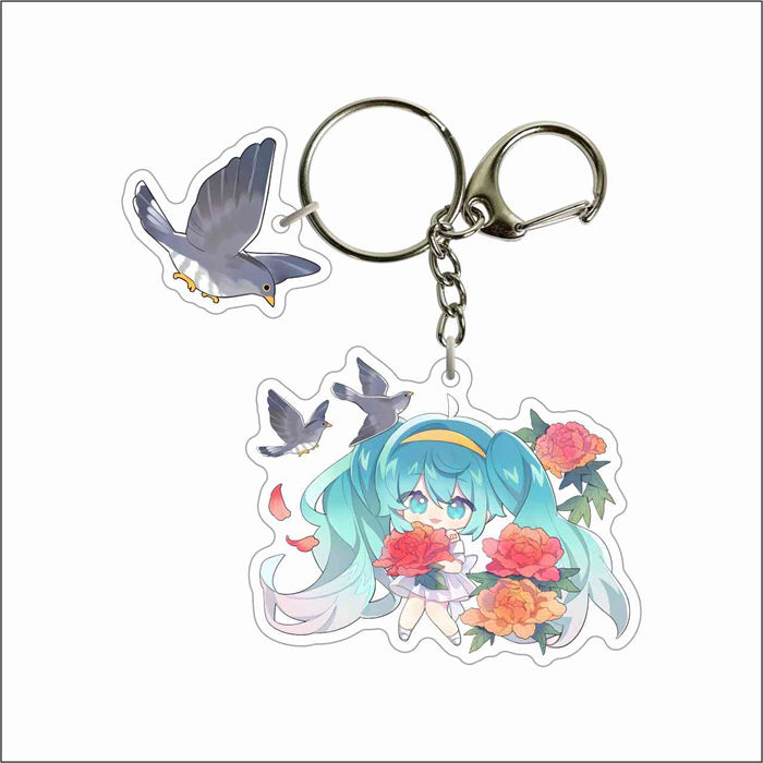 6 Styles Hatsune Miku Cartoon Acrylic Anime Keychain