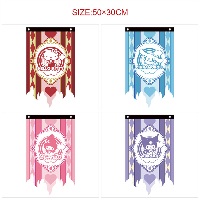 7 Styles 50*30CM Sanrio Cartoon Decoration Dilapidated Anime Flag
