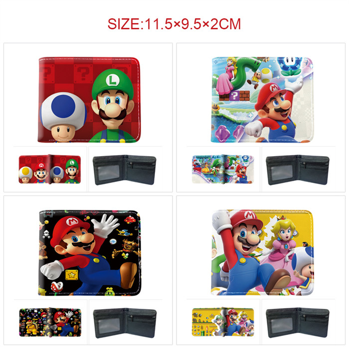 5 Styles Super Mario Bro Cartoon PU Short Anime Wallet Purse