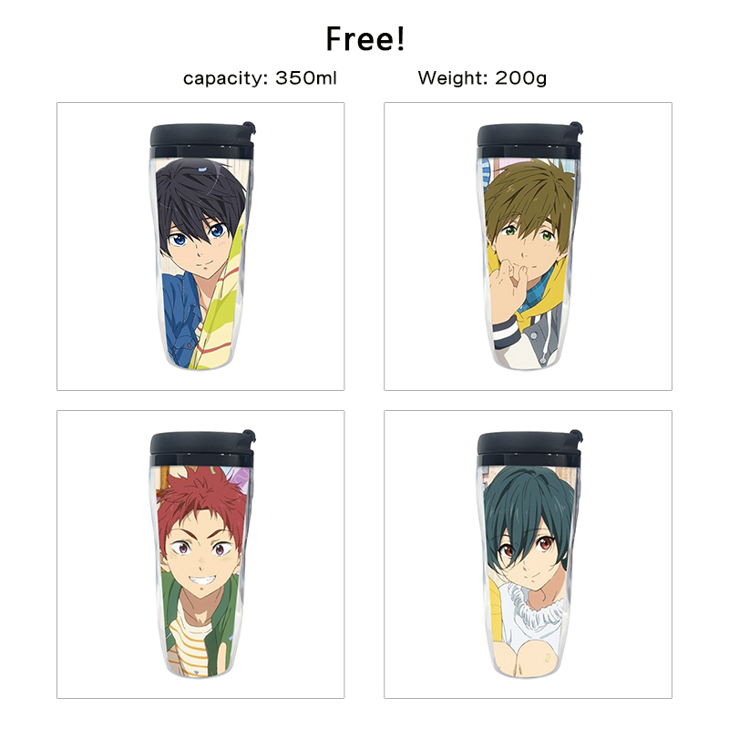 7 Styles 350ML Free Cartoon Pattern Mug Anime Plastic Water Cup