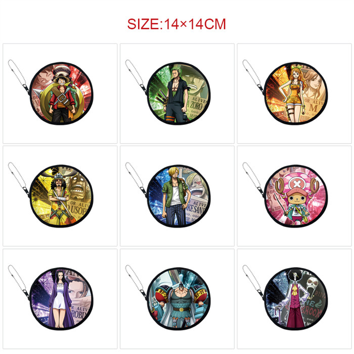 10 Styles One Piece PU Round Cartoon Pattern Anime Coin Purse