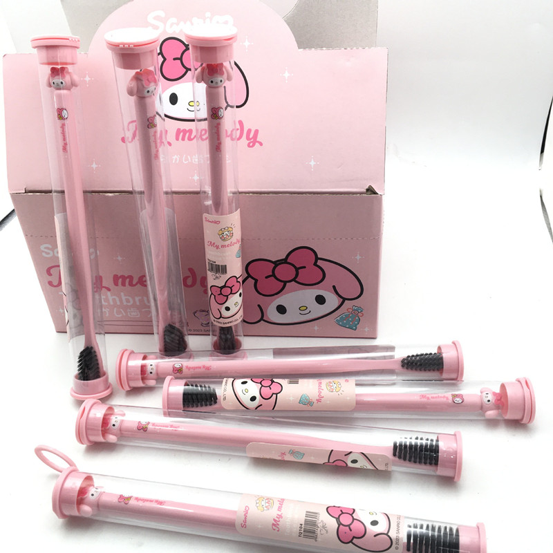 24PCS/SET Sanrio Hello Kitty Kuromi Cinnamoroll My Melody Anime Toothbrush
