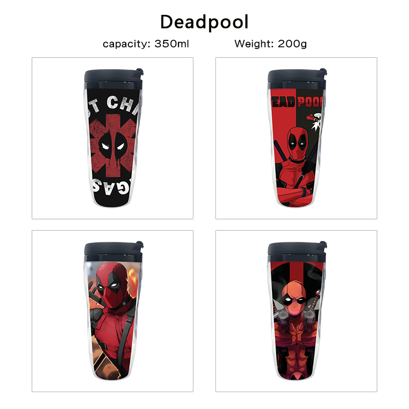 7 Styles 350ML Deadpool Cartoon Pattern Mug Anime Plastic Water Cup