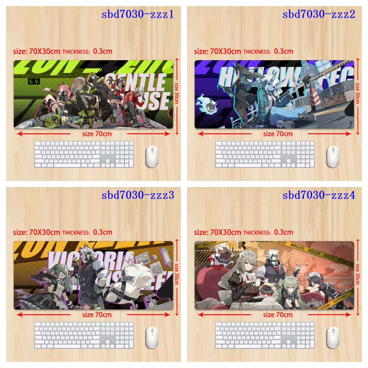 （70x30x0.3cm）5 Styles zenless zone zero Cartoon Anime Mouse Pad