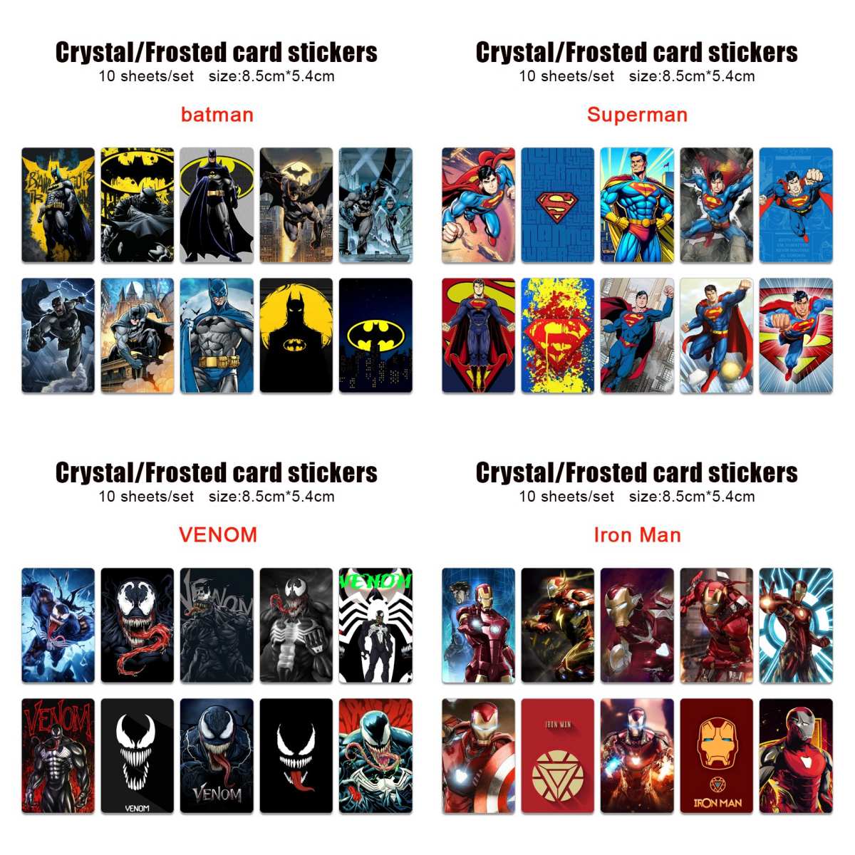 8 Styles Batman Anpanman The Hulk Cartoon Anime Card Sticker Set