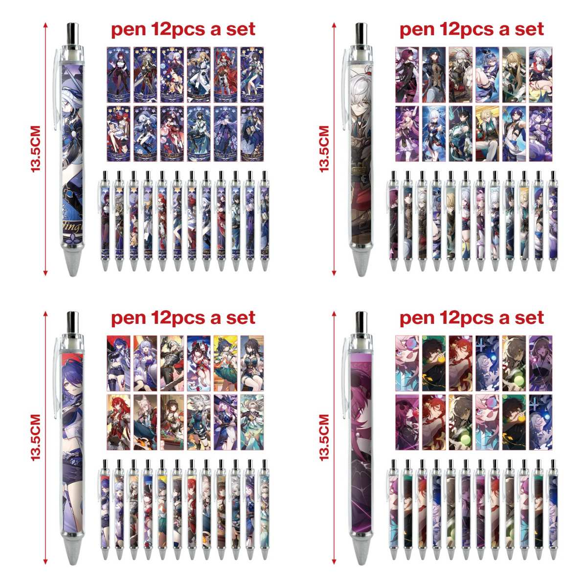 4 Styles 12pcs/set Honkai: Star Rail Cartoon Pattern Anime Pen Stationery