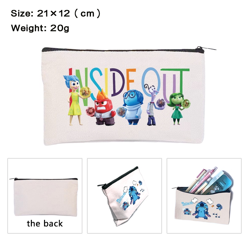 4 Styles Inside Out Cartoon Anime Canvas Pencil Bag