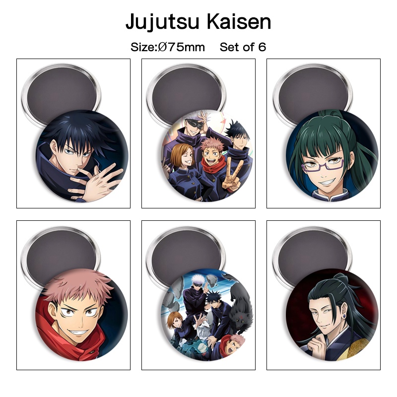 6pcs/set 7 Styles 75mm Jujutsu Kaisen Cartoon Anime Refrigerator Magnet