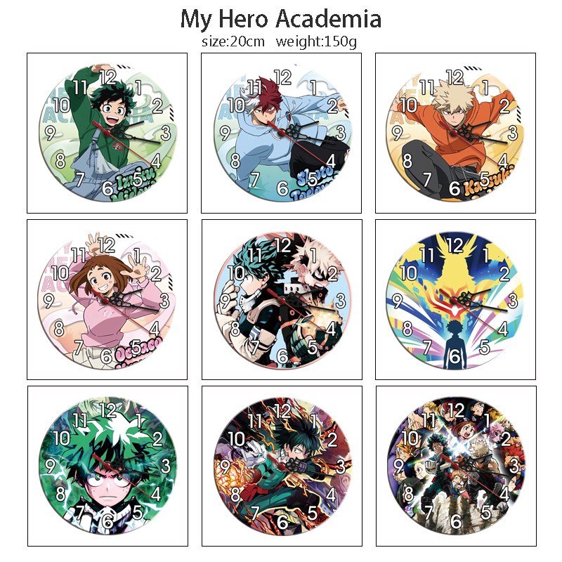 （With Light）9 Styles My Hero Academia Cartoon Anime Clock