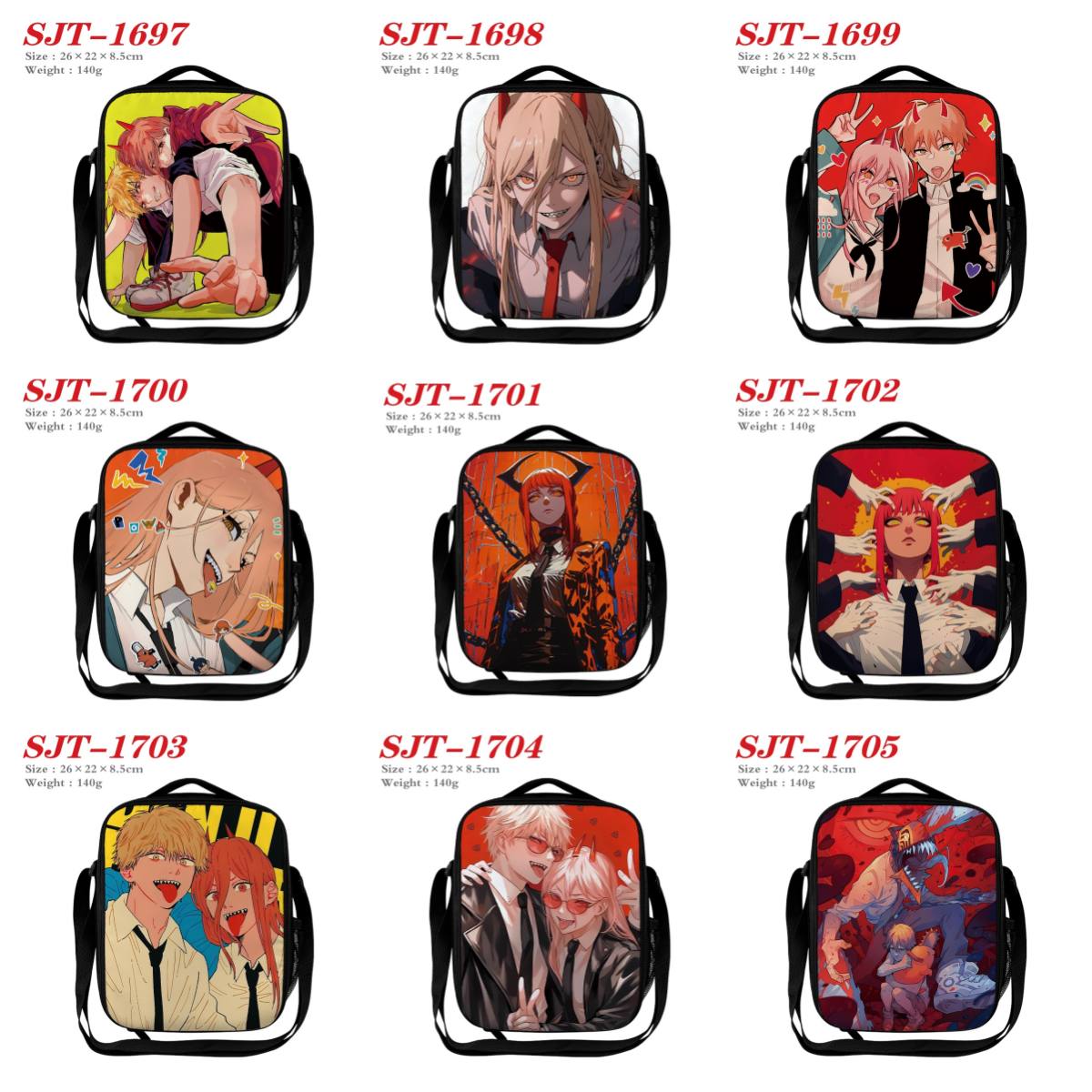 10 Styles Chainsaw Man Cartoon Cosplay Anime Lunch Bag