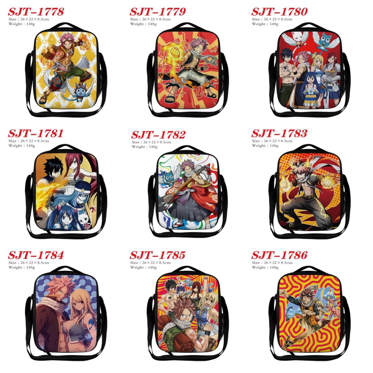 12 Styles Fairy Tail Cartoon Cosplay Anime Lunch Bag