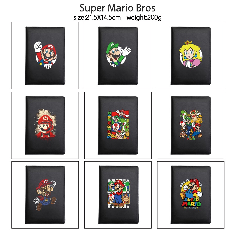 10 Styles Super Mario Bro Cartoon PU Stationery Anime Notebook