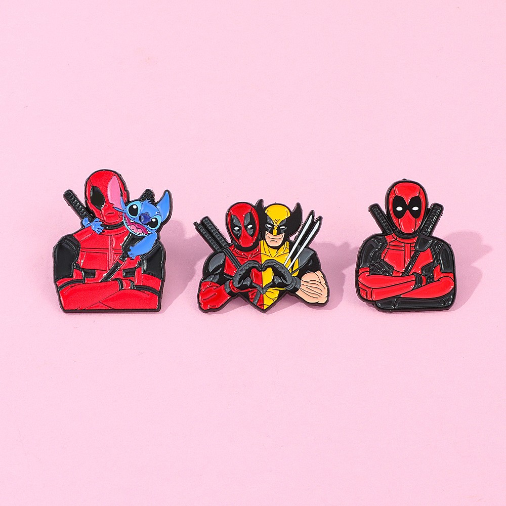 3 Styles Deadpool & Wolverine Cartoon Pin Anime Alloy Brooch