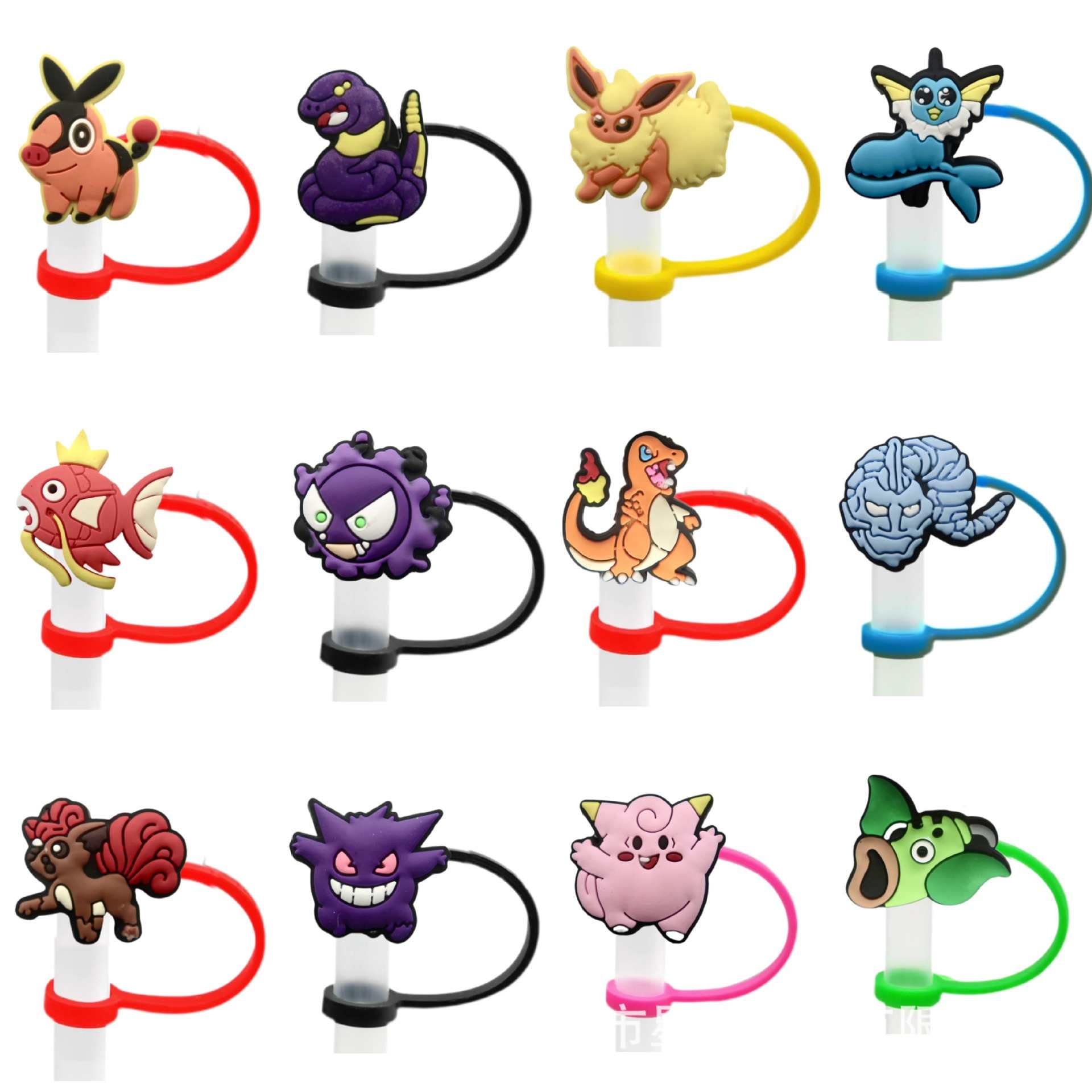 20 Styles Pokemon Cartoon Anime Straw Tips Cover Dust Proof Plugs