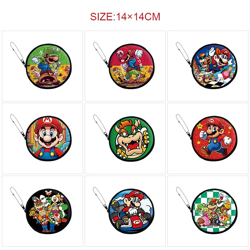 10 Styles Super Mario Bro Cartoon PU Coin Purse Anime Wallet
