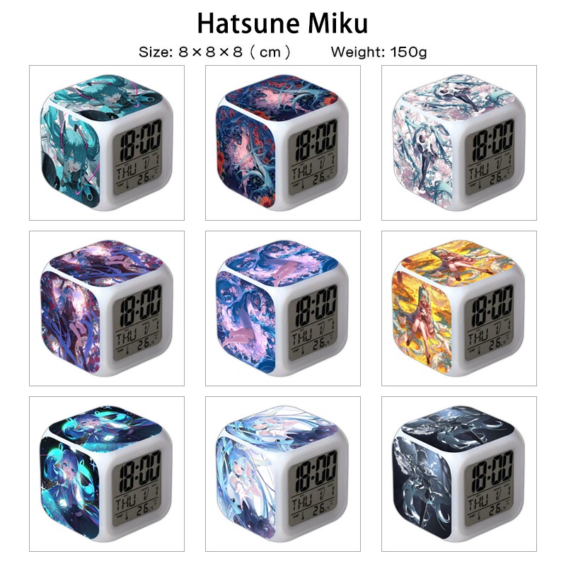 ( With Light) 9 Styles Hatsune Miku Cartoon LED Anime Clock
